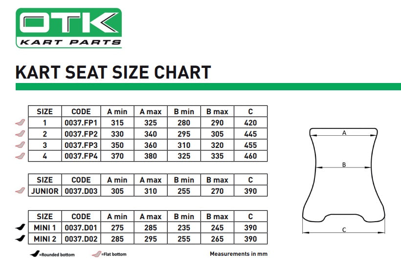 Seat OTK Youth 1 235-245mm – KartMart Pty Ltd
